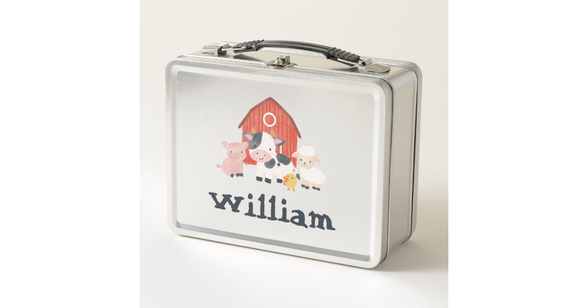 Boys Cute Farm Animal Barnyard Toddler Metal Lunch Box | Zazzle