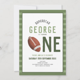 Boys Cute Football Sports Kids 1st Birthday Invitation | Zazzle