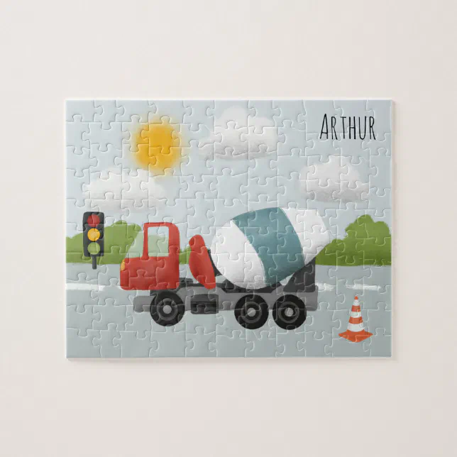 Boys Cute Road Construction Cartoon Kids Jigsaw Puzzle | Zazzle