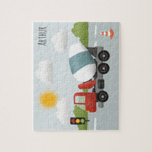 Boys Cute Road Construction Cartoon Kids Jigsaw Puzzle | Zazzle