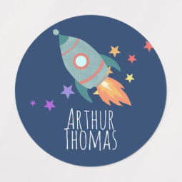 Boys Cute Space Alien Cartoon Kids Name School Kids' Labels | Zazzle