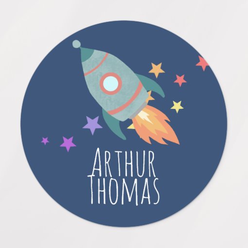 Boys Cute Space Alien Cartoon Kids Name School Kids' Labels | Zazzle