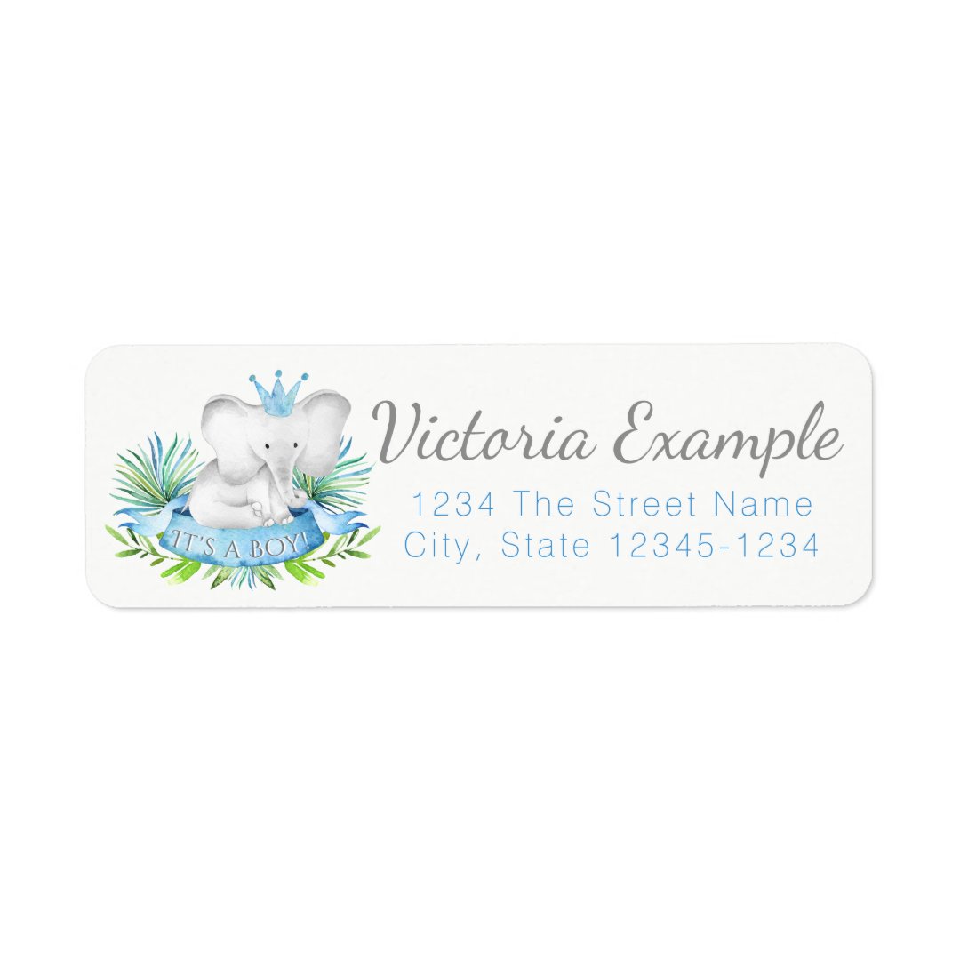 Boys Elephant Baby Shower Return Address Labels | Zazzle