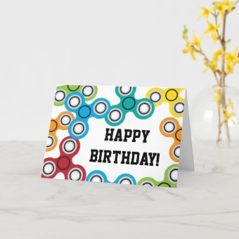 Boy's Fidget Spinner Birthday Party Card | Zazzle