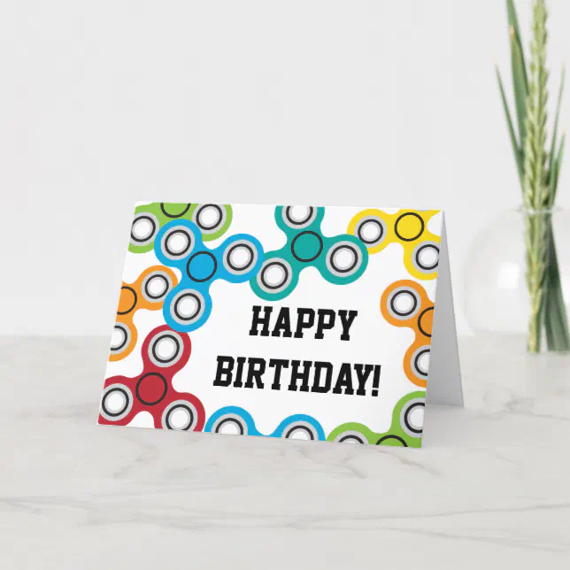 Boy's Fidget Spinner Birthday Party Card | Zazzle