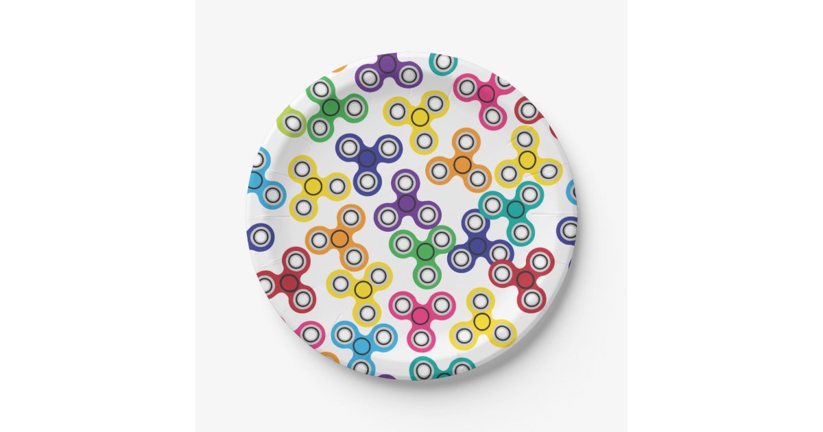 Boy's Fidget Spinner Birthday Party Paper Plates | Zazzle