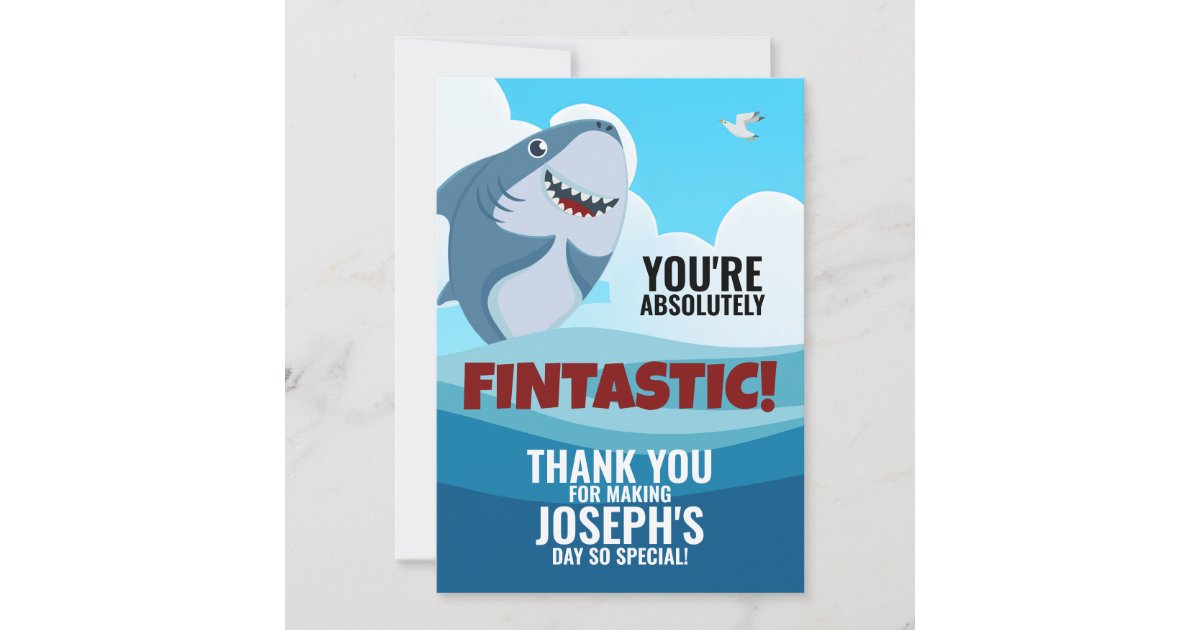 Boy's Fintastic Thank You Flat Card | Zazzle