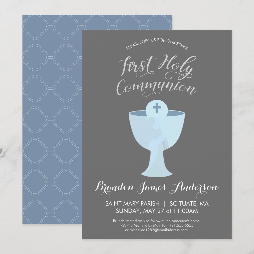 Boy's First Holy Communion Invitation - Catholic | Zazzle