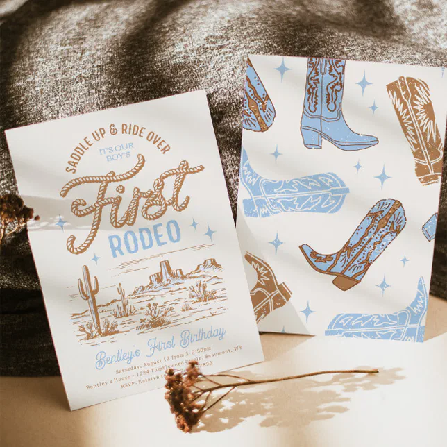 Boy's First Rodeo Birthday Invitation | Zazzle