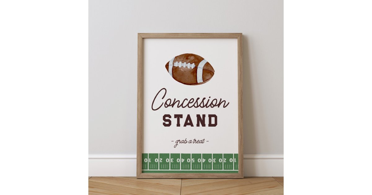 Boy's Football 1st Birthday Concession Stand Poster | Zazzle