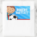 Boys football soccer name blue id label sticker | Zazzle