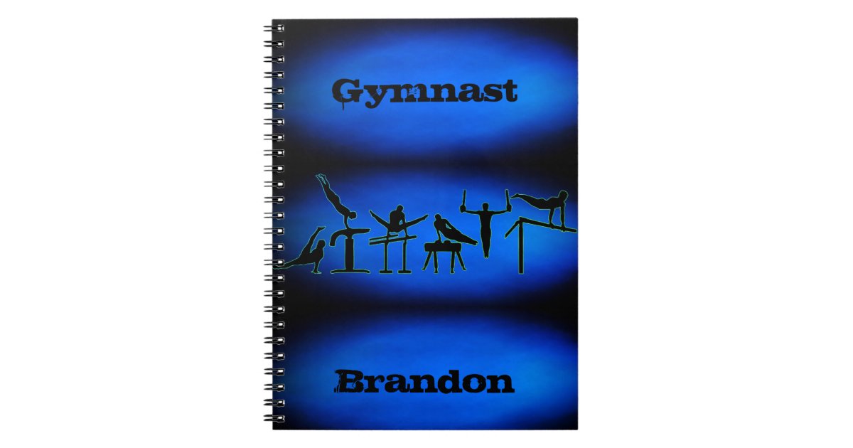 Boys Gymnastics Personalized Blue Spiral Notebook | Zazzle
