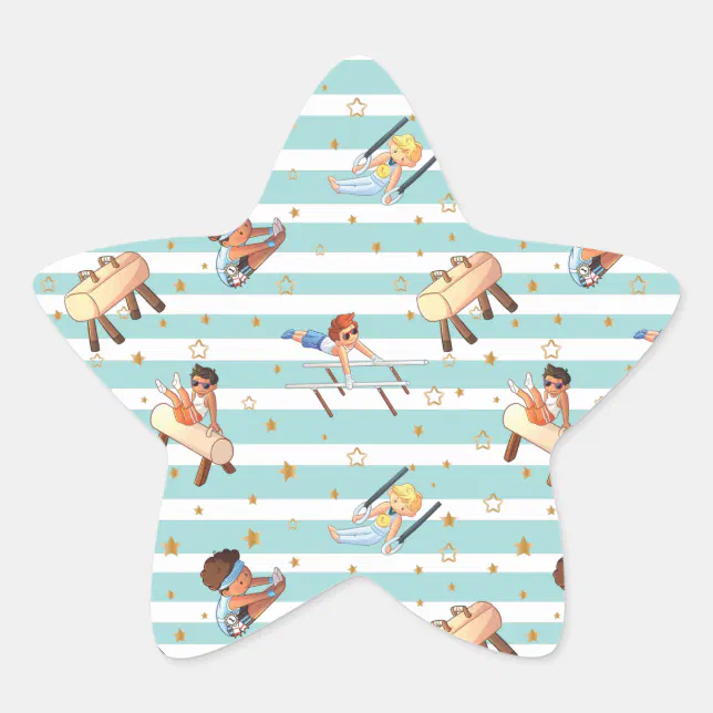 Boys Gymnastics Rings Parallel Bars Pommel Horse Star Sticker | Zazzle