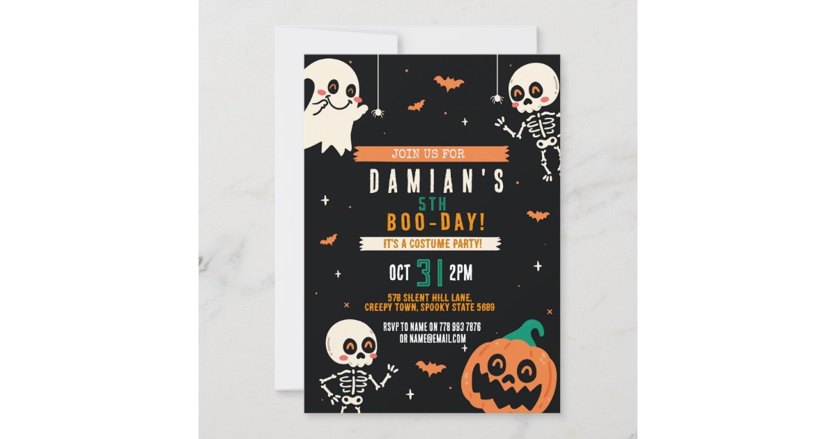 Boys Halloween Kids Party Pumpkin Birthday Party Invitation | Zazzle