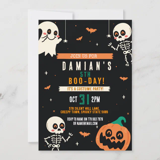 Boys Halloween Kids Party Pumpkin Birthday Party Invitation | Zazzle