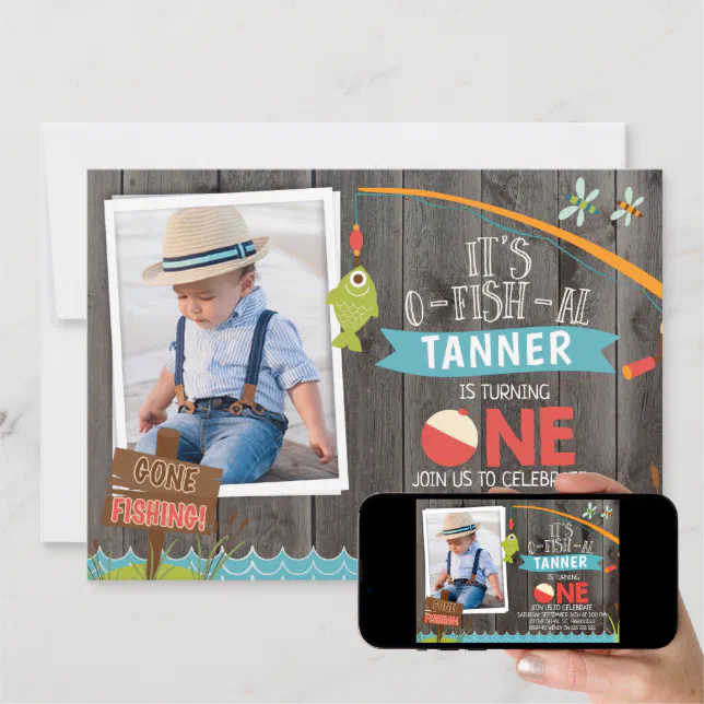 Boy's Its O-fish-al Photo1st Birthday Invitation | Zazzle