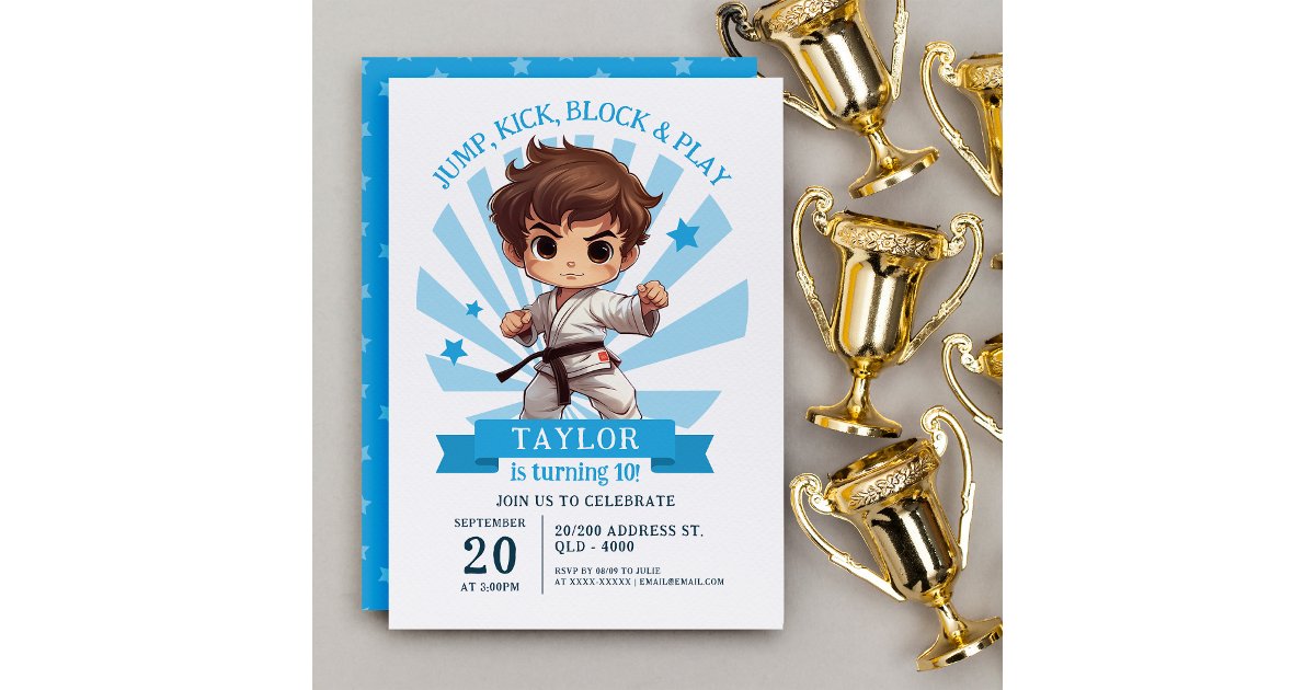 Boy's Karate Martial Arts Birthday Party Invitation | Zazzle