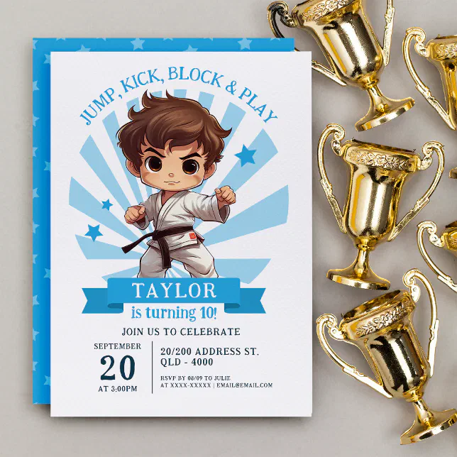 Boy's Karate Martial Arts Birthday Party Invitation | Zazzle