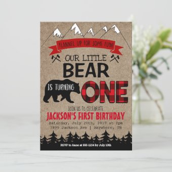 Boys Little Bear Birthday Invitation | Zazzle