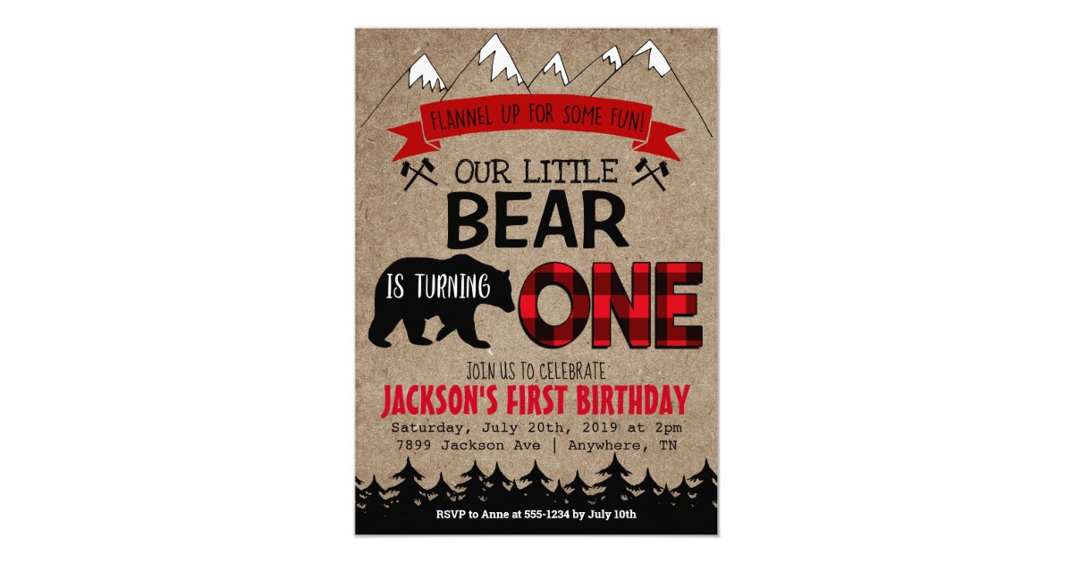 Boys Little Bear Birthday Invitation | Zazzle.com