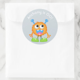 Boys Little Monster themed Birthday Party Classic Round Sticker | Zazzle
