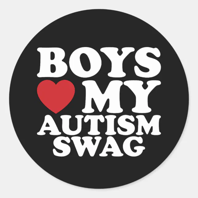 Boys Love My Autism Swag Awareness Heart Classic Round Sticker | Zazzle