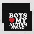 Boys Love My Autism Swag Awareness Heart Invitation | Zazzle