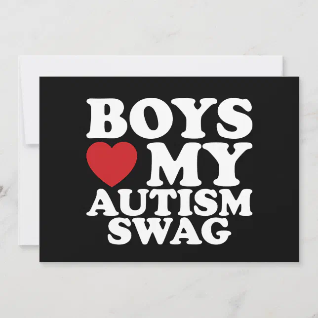 Boys Love My Autism Swag Awareness Heart Invitation | Zazzle