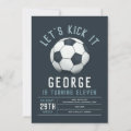Boys Modern Blue Soccer Kids Birthday Invitation | Zazzle
