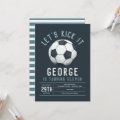 Boys Modern Blue Soccer Kids Birthday Invitation | Zazzle