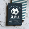 Boys Modern Blue Soccer Kids Birthday Invitation | Zazzle