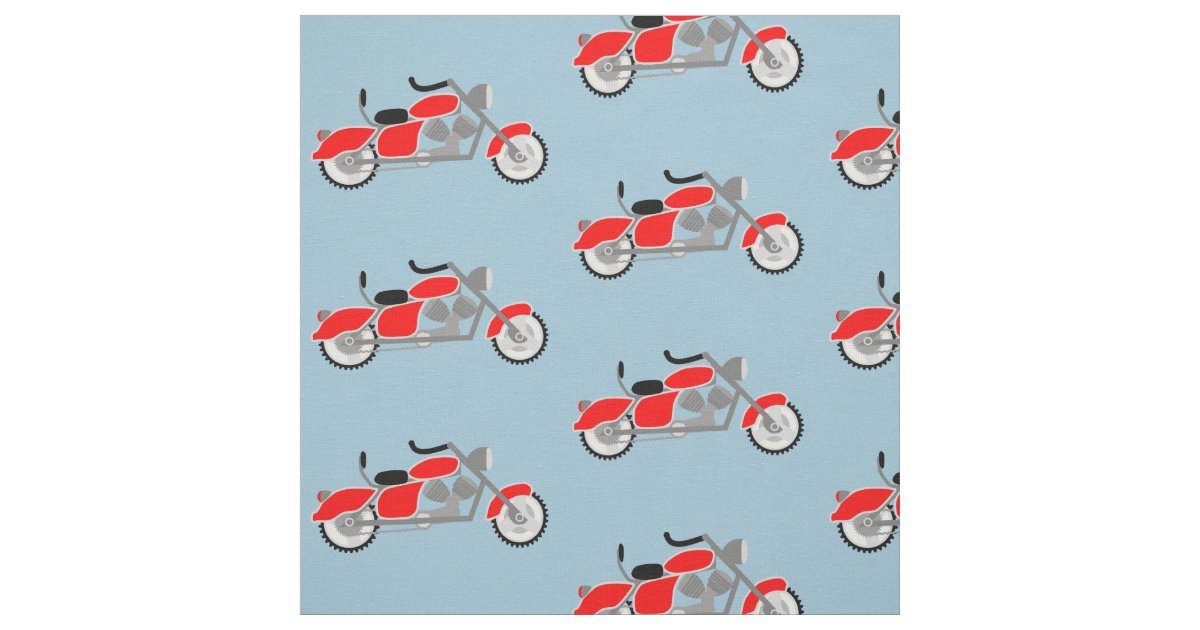 Boys motorcycle motif fabric | Zazzle
