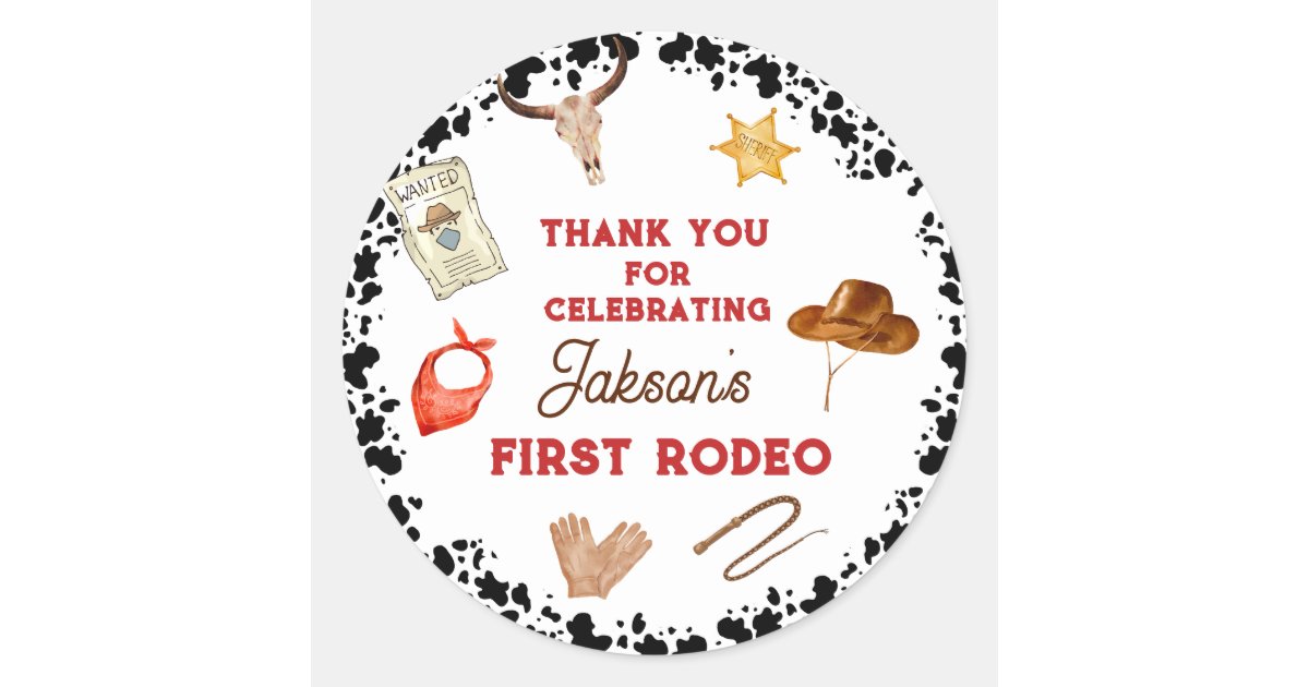 Boys My First Rodeo Cowboy 1st Birthday Classic Round Sticker | Zazzle