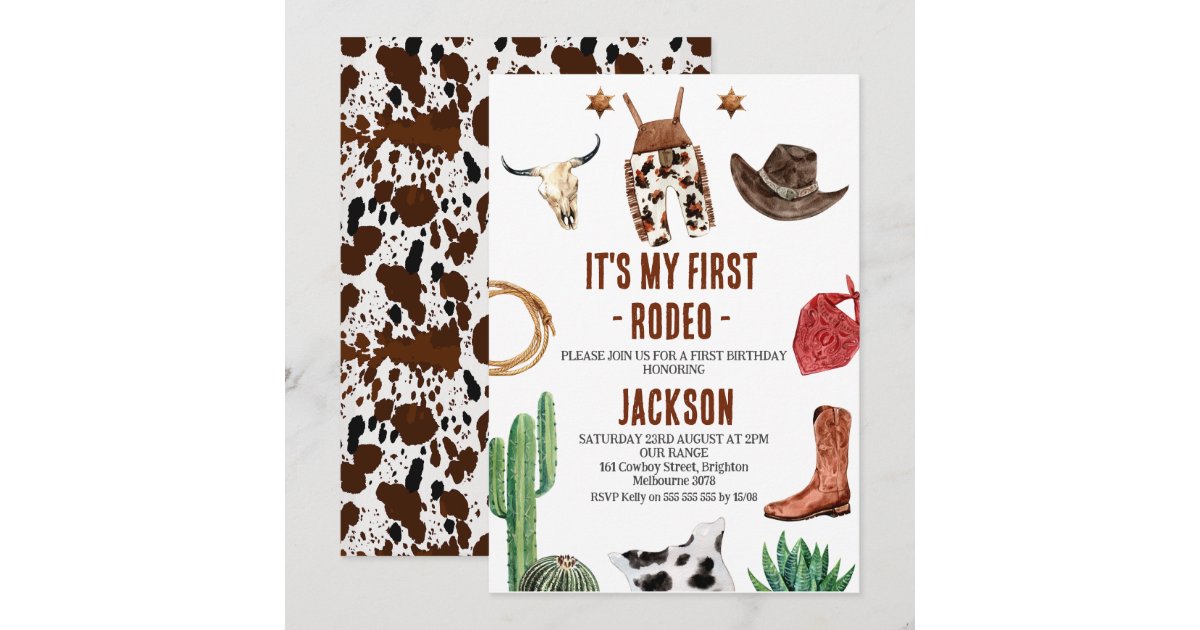 Boys My First Rodeo Cowboy 1st Birthday Invitation | Zazzle