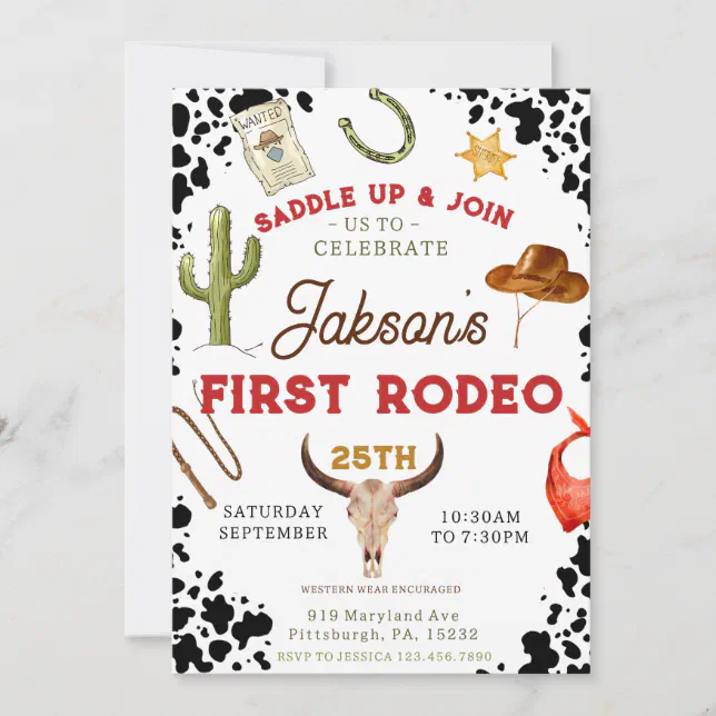 Boys My First Rodeo Cowboy 1st Birthday Invitation | Zazzle