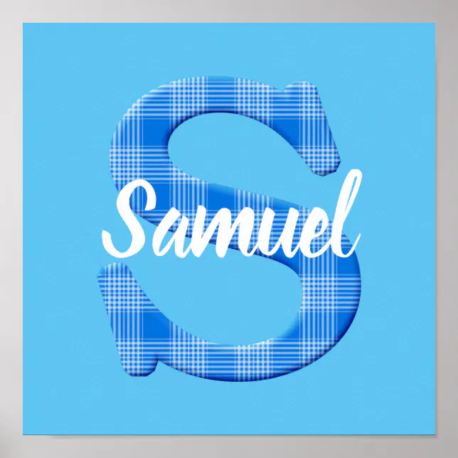 Boys Name Custom Plaid Letter S Poster | Zazzle