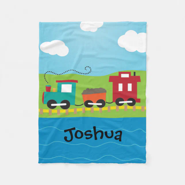 Boy's Personalized Choo Choo Train Fleece Blanket | Zazzle