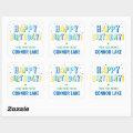 Boys Personalized Confetti Happy Birthday Square Sticker | Zazzle