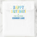 Boys Personalized Confetti Happy Birthday Square Sticker | Zazzle