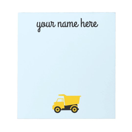 Boys Personalized Construction Truck Notepad | Zazzle.com