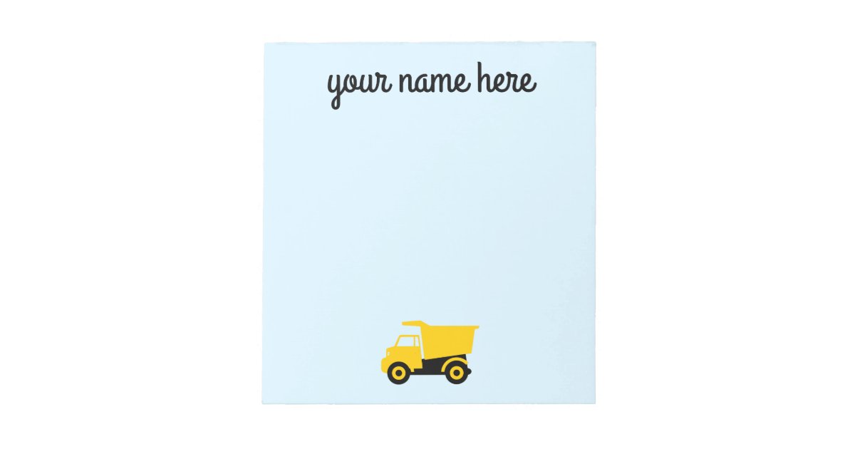 Boys Personalized Construction Truck Notepad | Zazzle