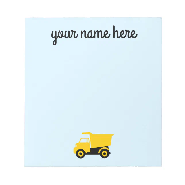 Boys Personalized Construction Truck Notepad | Zazzle
