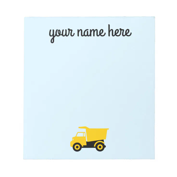 Boys Personalized Construction Truck Notepad | Zazzle