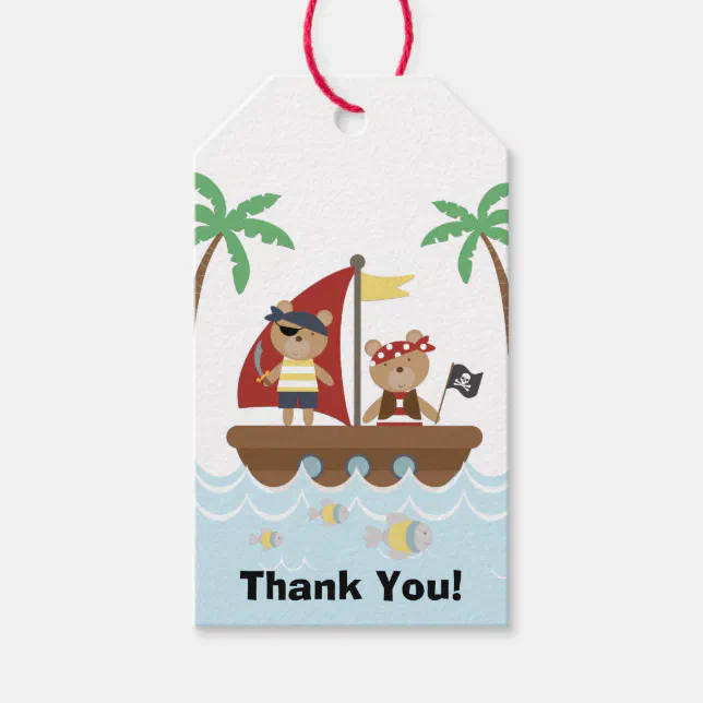 Boys Pirate Birthday Party Gift Tags | Zazzle