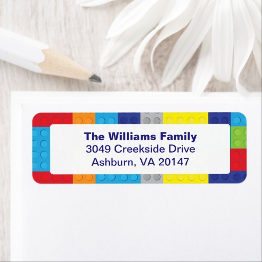 Boy's Plastic Toy Bricks Stacking Blocks Label | Zazzle