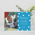 Boys polka dotted birthday thank you card | Zazzle
