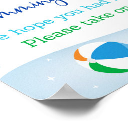 Boys Pool Party Birthday Favor Sign | Zazzle