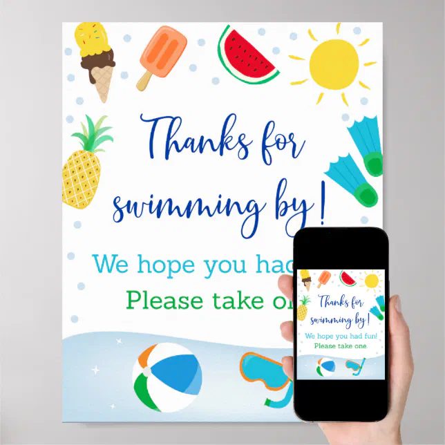 Boys Pool Party Birthday Favor Sign | Zazzle