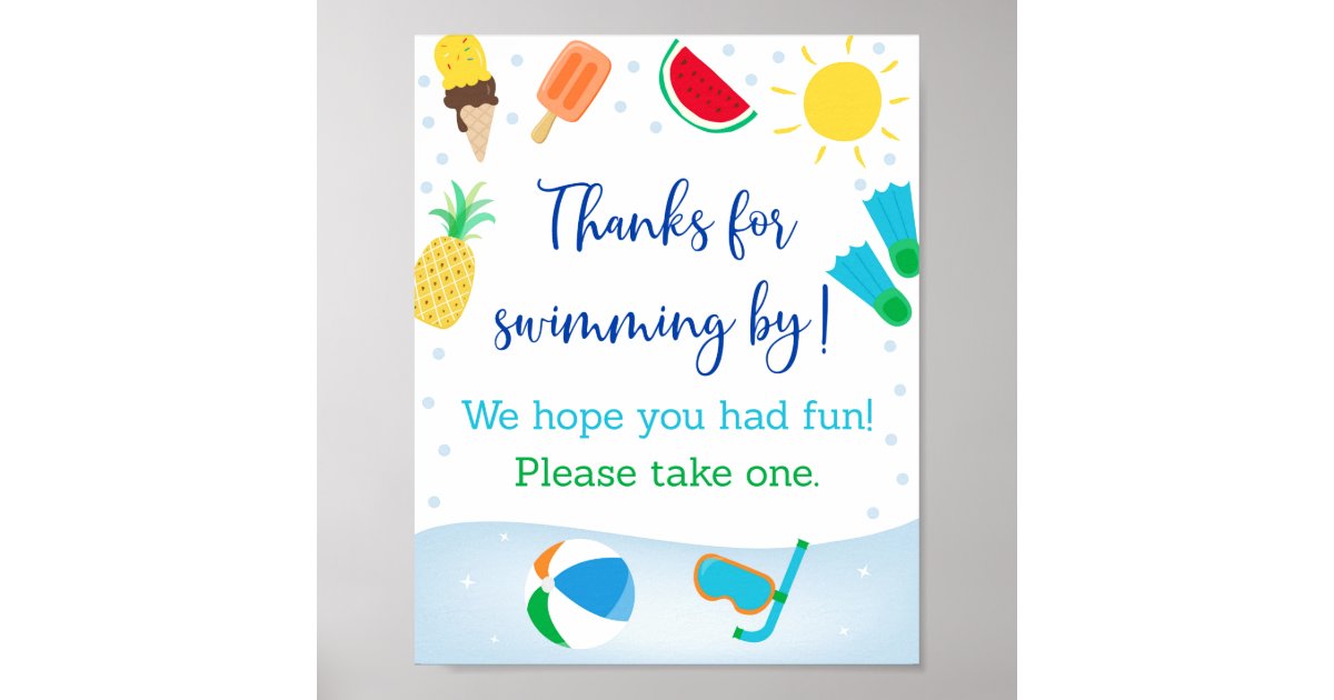 Boys Pool Party Birthday Favor Sign | Zazzle.com