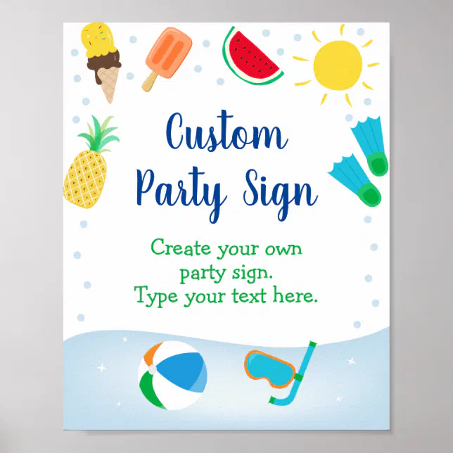 Boys Pool Party Birthday Sign | Zazzle
